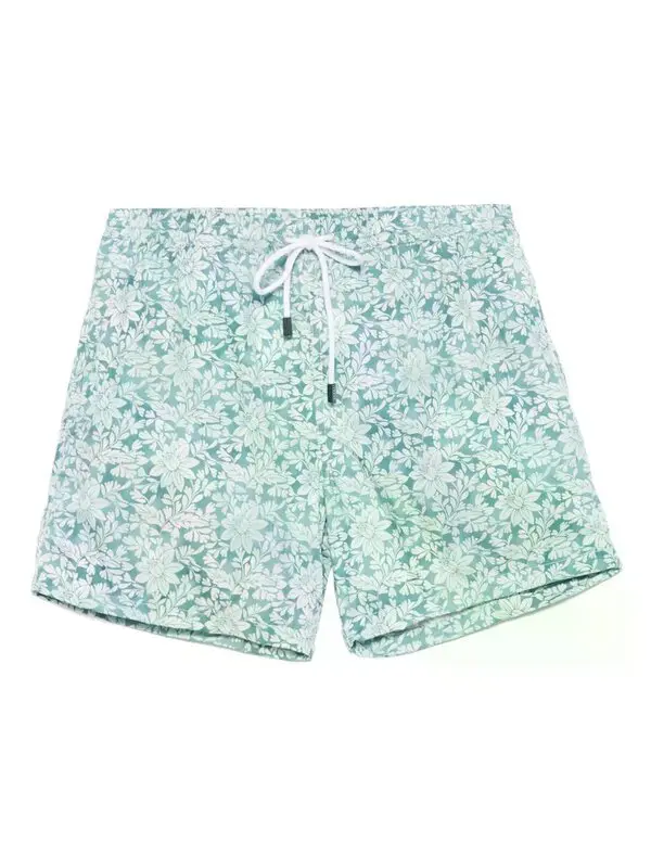 BARBA NAPOLI Floral-print Swim Shorts - Green
