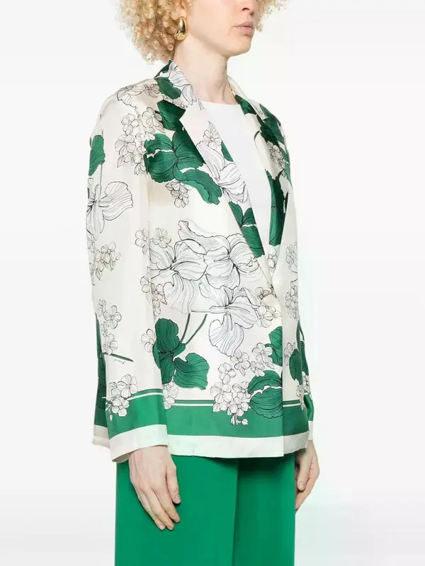 P.a.r.o.s.h Serenella Floral-print Blazer - Neutrals