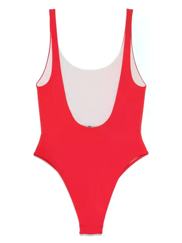 Balmain Logo Appliqué Swimsuit - Red