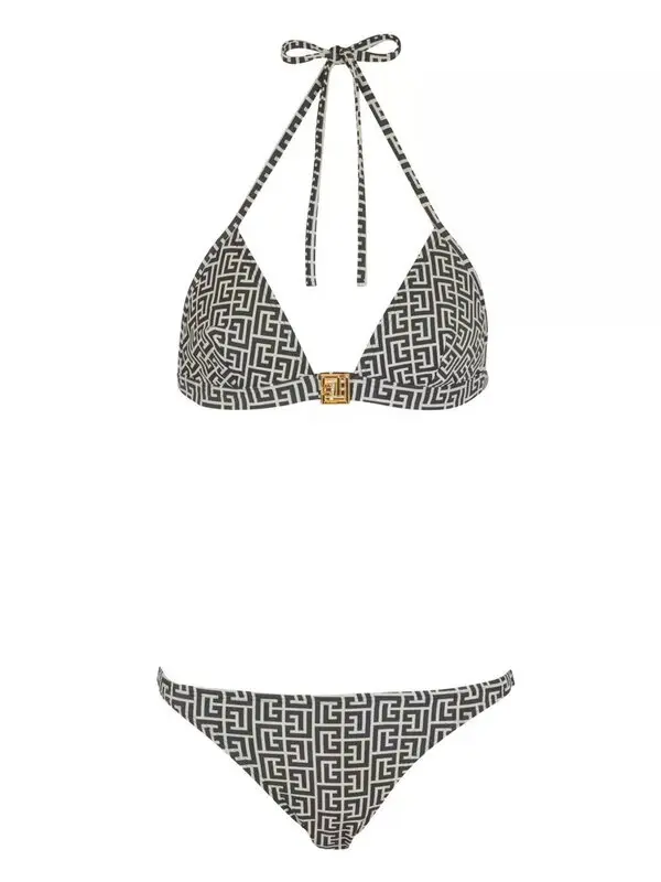 Balmain Jacquard-pattern Bikini - Black