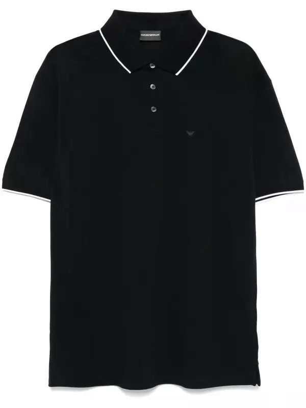 Emporio Armani Stripe-trim Polo Shirt - Blue