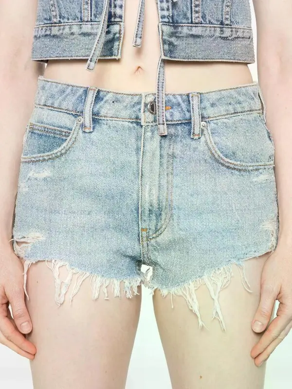 Alexander Wang Rhinestoned Frayed Hem Shorts