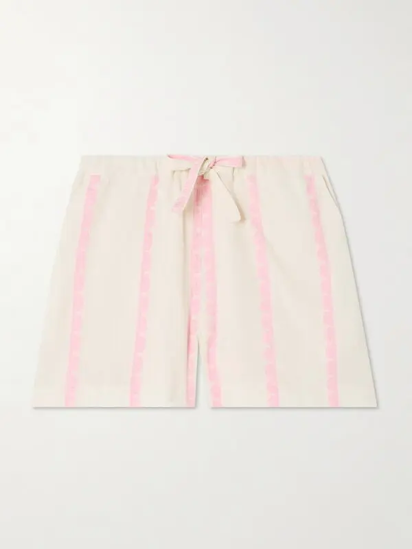 LEMLEM Safia Striped Cotton Shorts - Neutrals