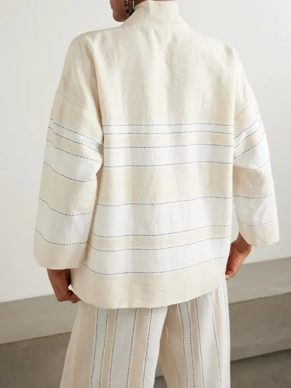 LEMLEM Terara Striped Cotton-blend Jacket - Cream