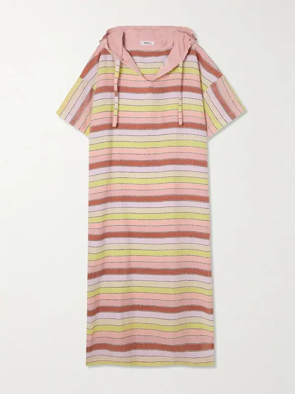 LEMLEM Beritu Hooded Striped Cotton-blend Coverup - Pink