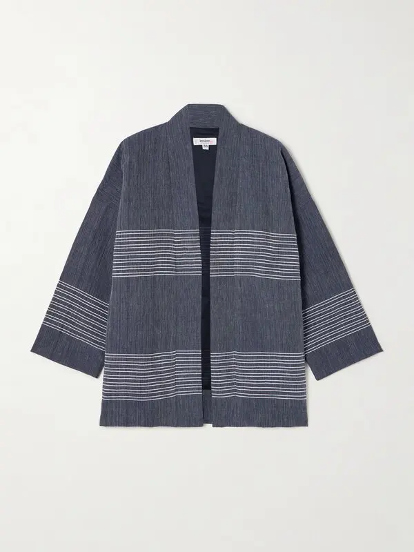 LEMLEM Terara Striped Cotton Jacket - Blue