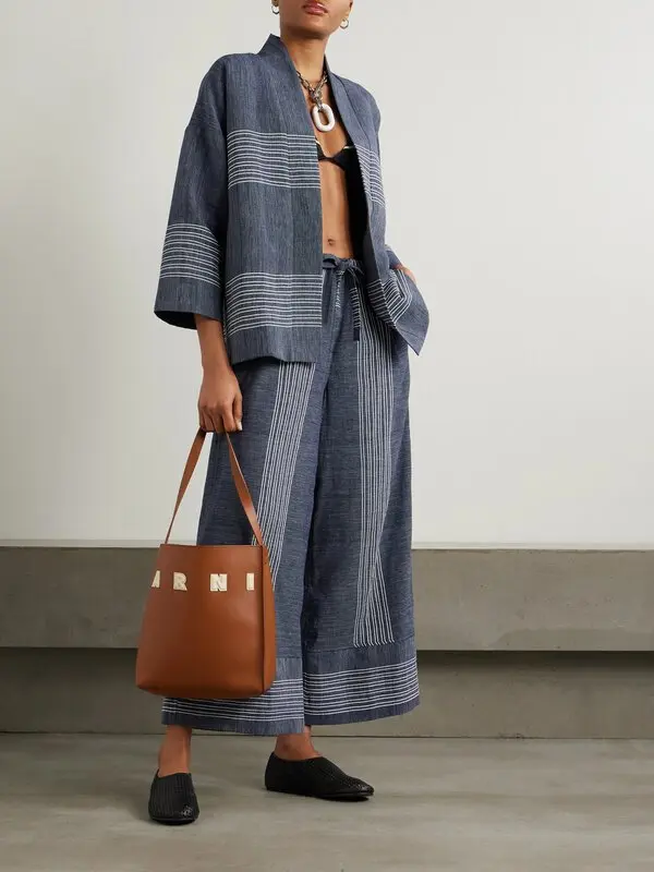 LEMLEM Terara Striped Cotton Jacket - Blue