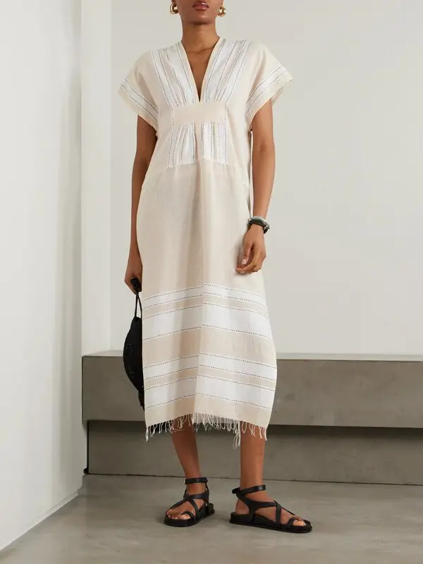 LEMLEM Gasira Striped Cotton-blend Maxi Dress