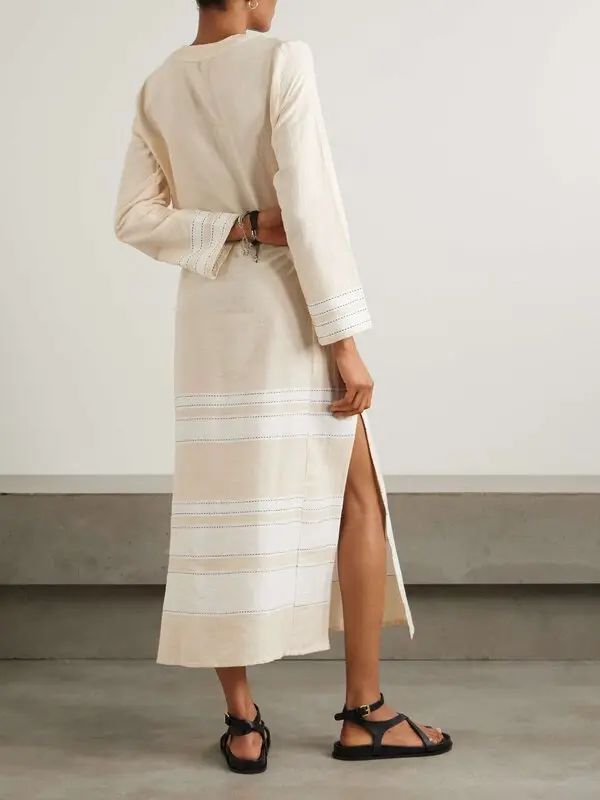 LEMLEM Theodora Striped Cotton-blend Midi Dress