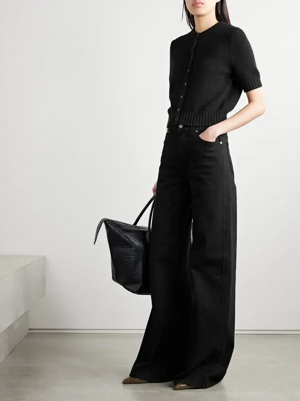 Khaite Dane High-rise Wide-leg Jeans - Black