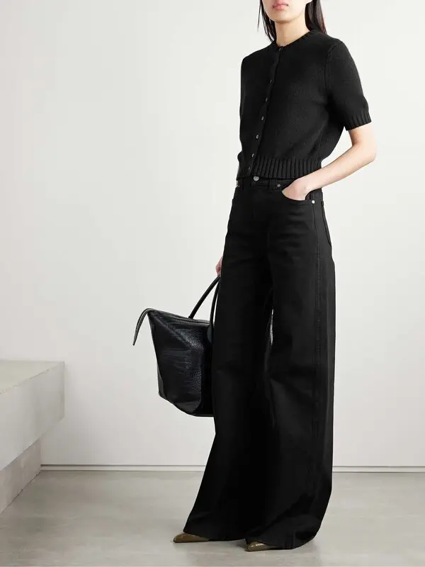 Khaite Dane High-rise Wide-leg Jeans - Black