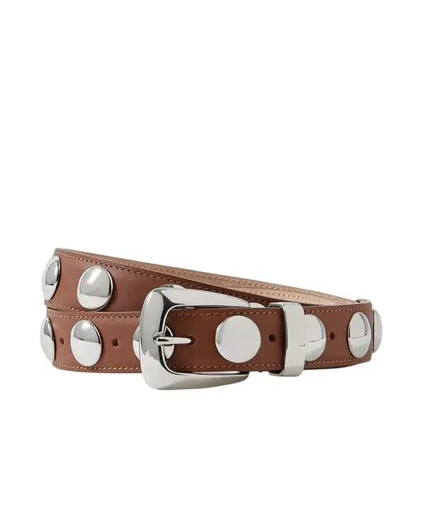 Khaite Benny Studded Leather Belt - Brown