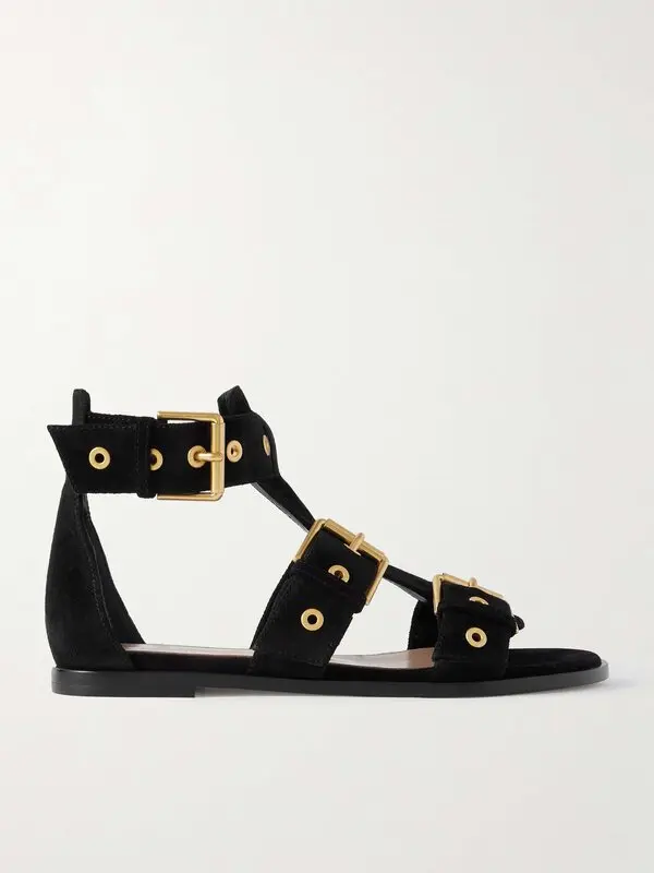 GIANVITO ROSSI Buckled Suede Sandals