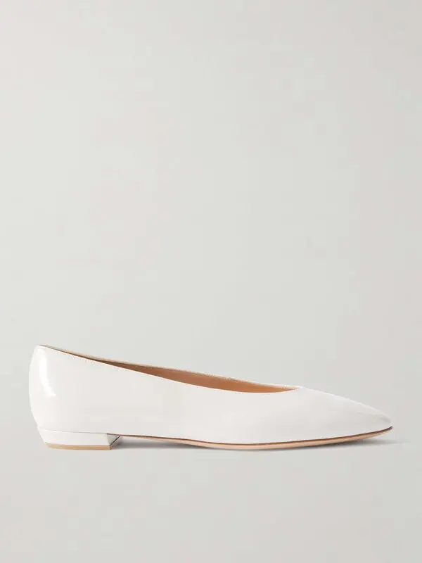 GIANVITO ROSSI Amelia Glossed-leather Ballerinas - White