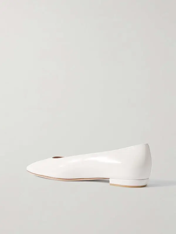GIANVITO ROSSI Amelia Glossed-leather Ballerinas - White