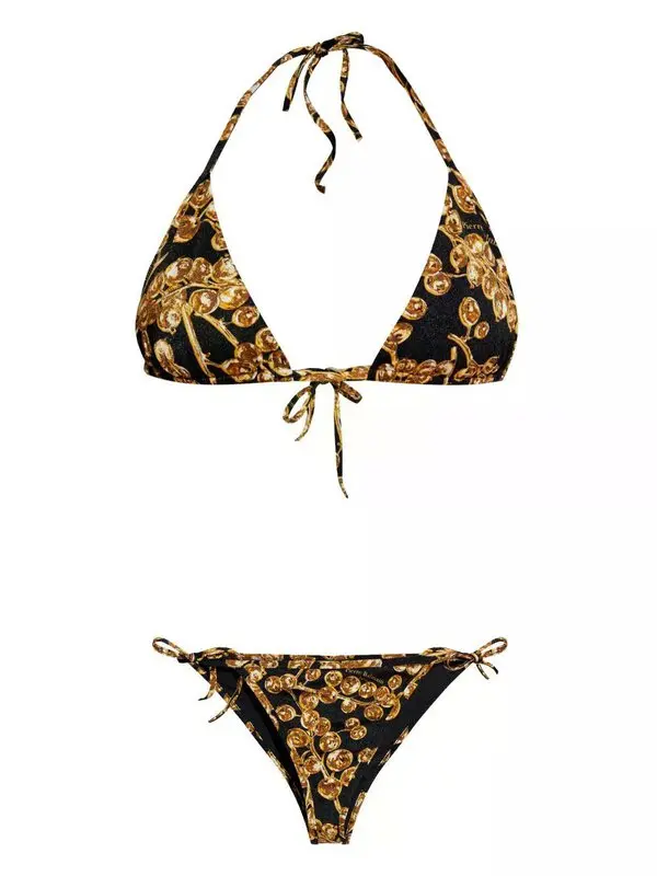 Balmain Grape-print Pattern Bikini - Gold
