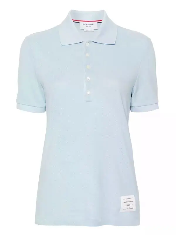 Thom Browne Striped Logo-patch Polo Shirt - Blue