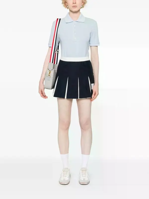 Thom Browne Striped Logo-patch Polo Shirt - Blue