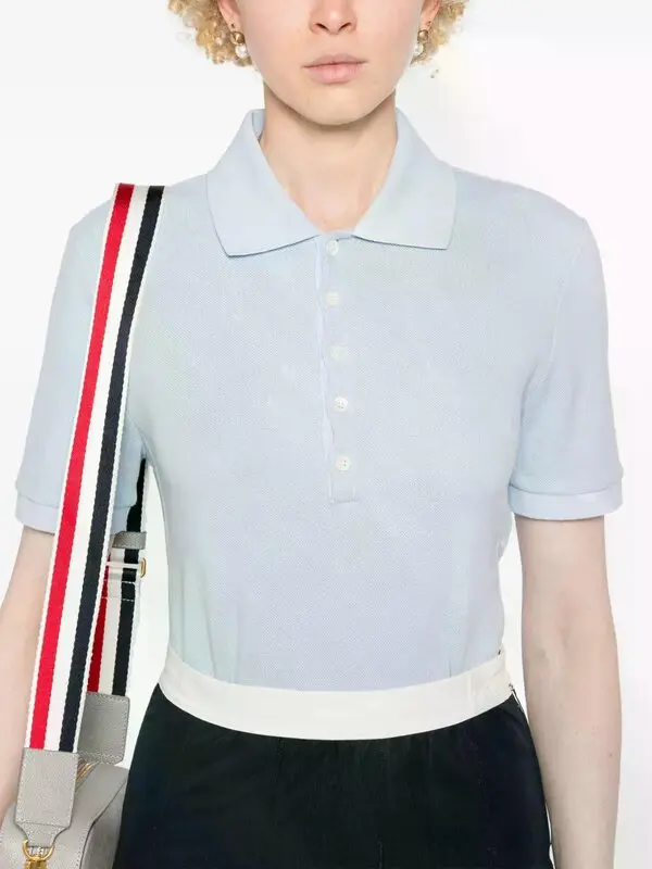 Thom Browne Striped Logo-patch Polo Shirt - Blue