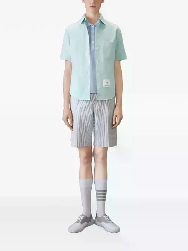 Thom Browne Striped Logo-patch Polo Shirt - Blue