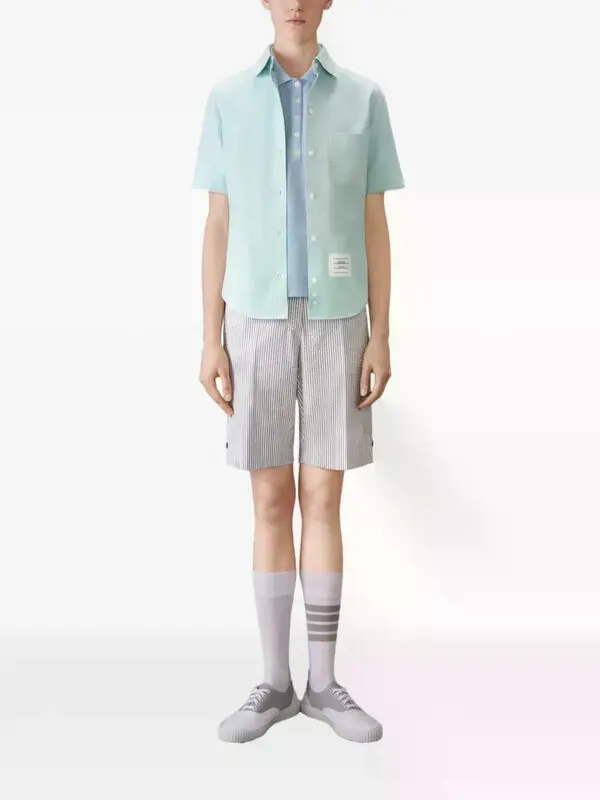 Thom Browne Striped Logo-patch Polo Shirt - Blue