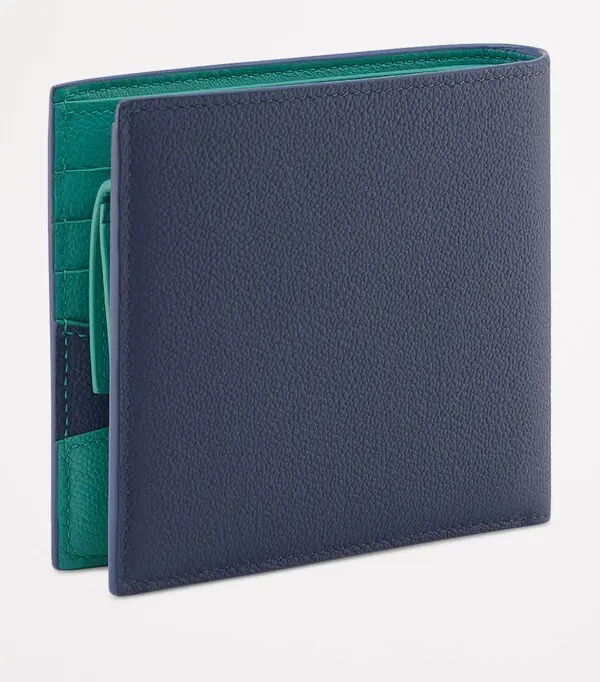BVLGARI Leather Compact Bifold Wallet - Blue