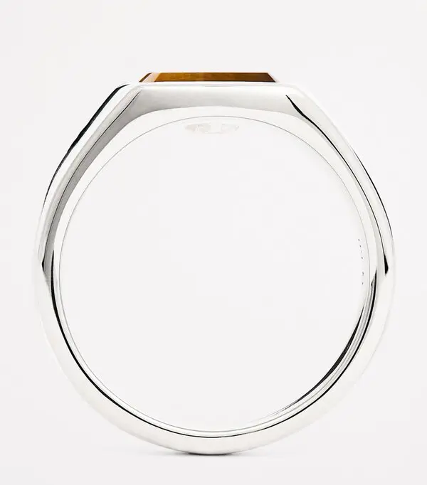 Tom Wood Rhodium-plated Sterling Tiger Eye Ring