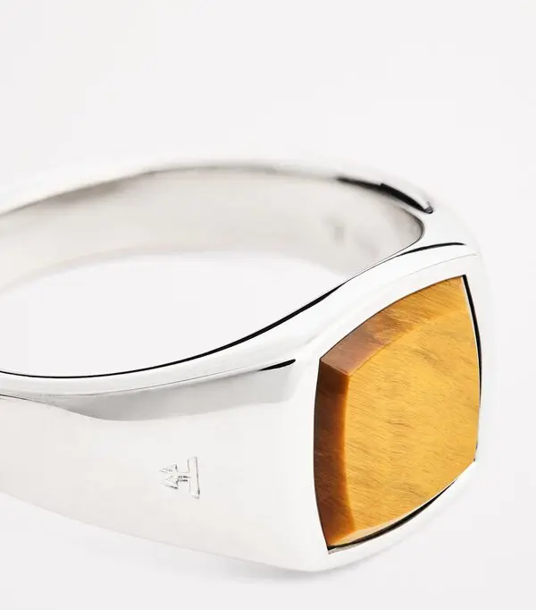 Tom Wood Rhodium-plated Sterling Tiger Eye Ring