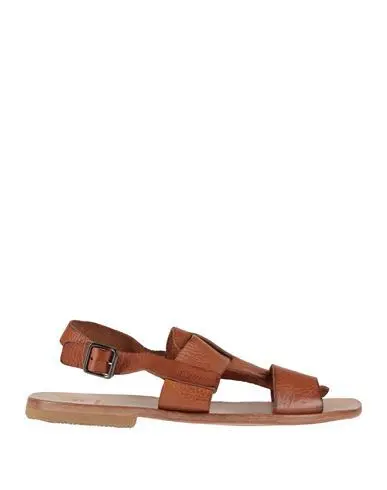 Moma Pebbled Leather Ankle Strap Sandals - Brown