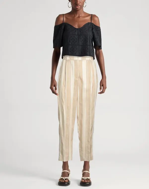 Peserico Striped Tapered Viscose, Acetate, Linen Pants