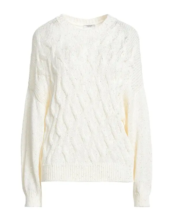 Peserico Cable-knit Crewneck Sweater - White