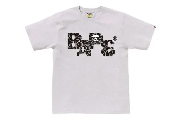A BATHING APE Neon Camo 8bit Logo Tee Shirt - Gray