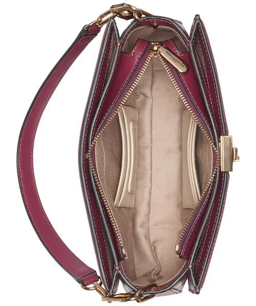 Karl Lagerfeld Paris Leather Shoulder Bag - Wine