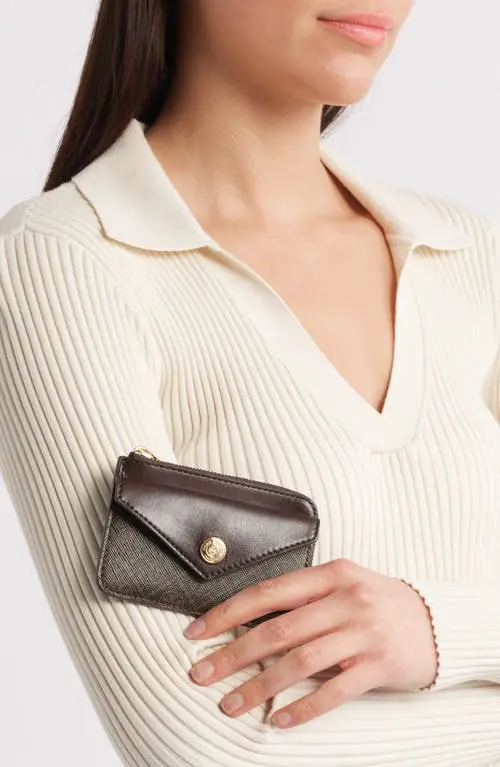 Tory Burch Small T Monogram Coated Canvas & Leather Zip Wallet - French Press