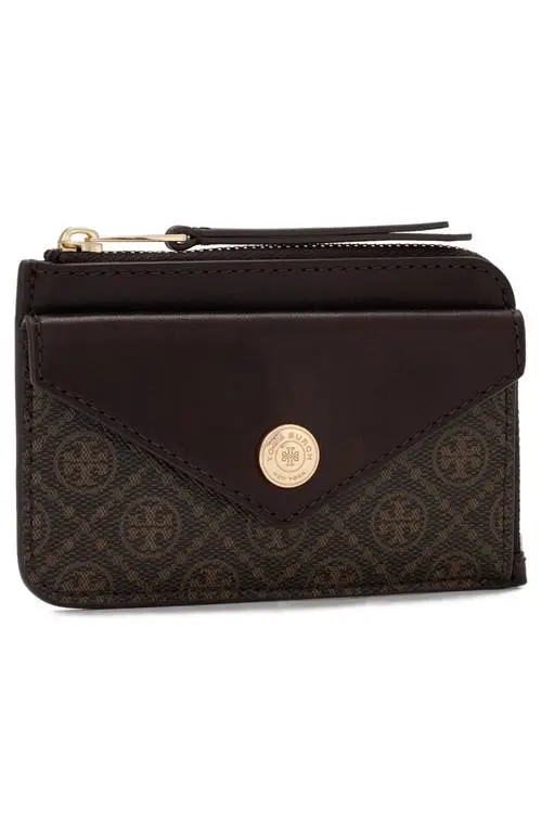 Tory Burch Small T Monogram Coated Canvas & Leather Zip Wallet - French Press