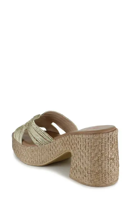 NATIONAL COMFORT Cornella Platform Slide Sandal - Platinum Fabric