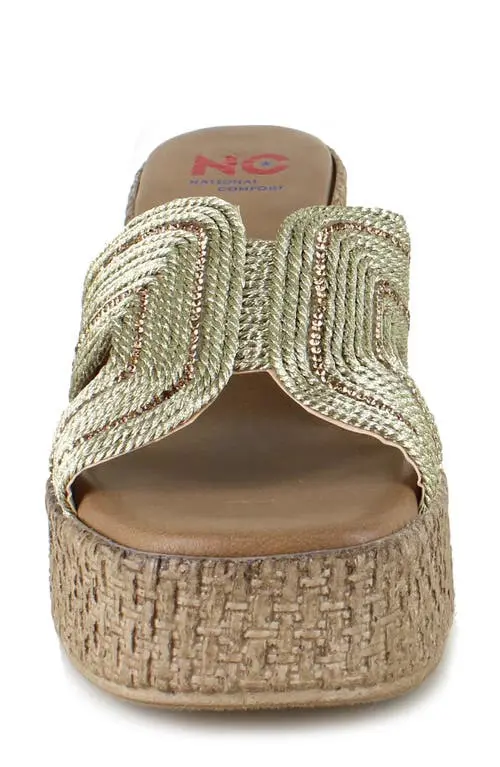 NATIONAL COMFORT Cornella Platform Slide Sandal - Platinum Fabric