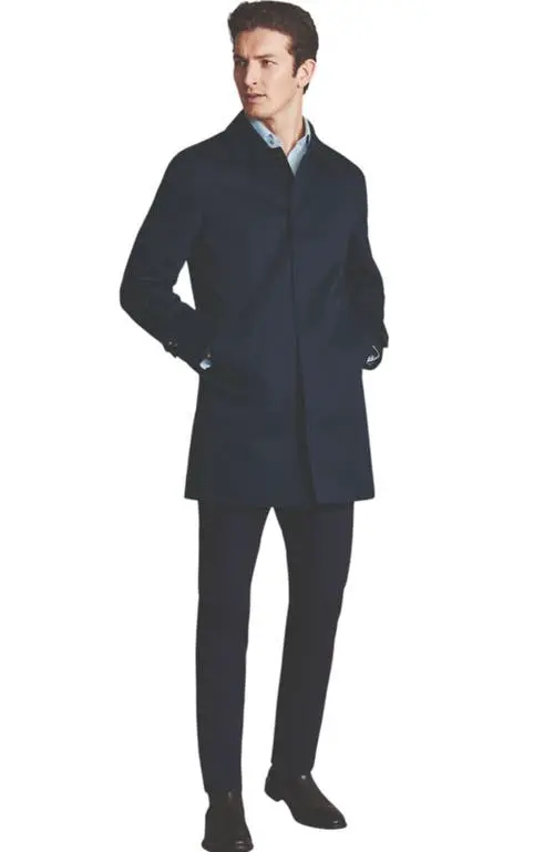 CHARLES TYRWHITT Waterproof Cotton Raincoat - French Navy