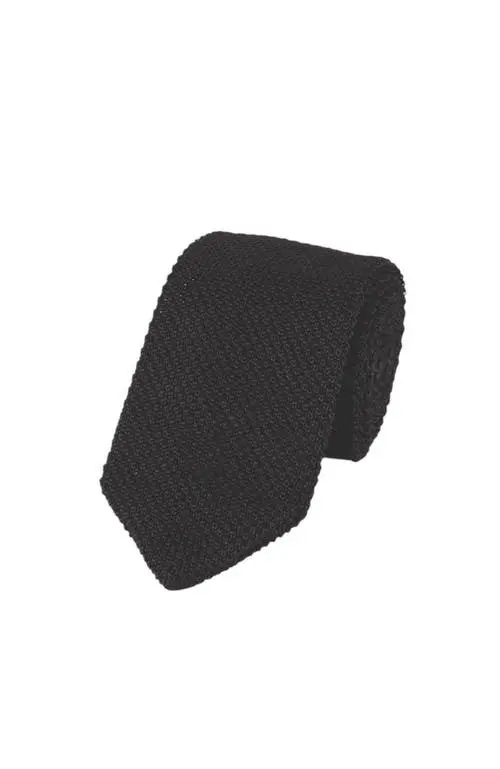 CHARLES TYRWHITT Knitted Silk Slim Tie - Black