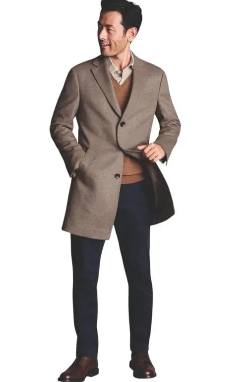 CHARLES TYRWHITT Pure Wool Overcoat - Oatmeal