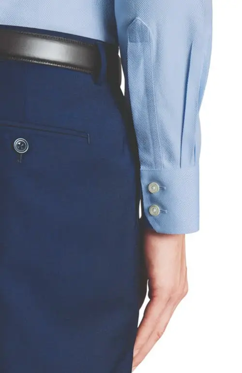 CHARLES TYRWHITT Cutaway Collar Non-iron Herringbone Shirt - Blue