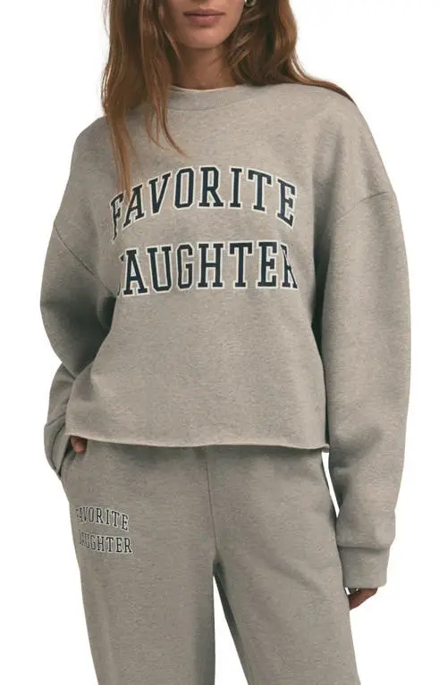 FAVORITE DAUGHTER Cropped Sweatshirt - Heather Grey/navy