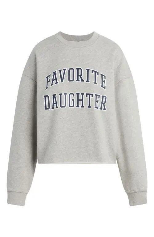 FAVORITE DAUGHTER Cropped Sweatshirt - Heather Grey/navy