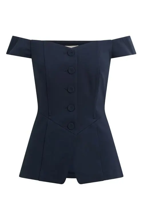 FAVORITE DAUGHTER Off-the-shoulder Peplum Top