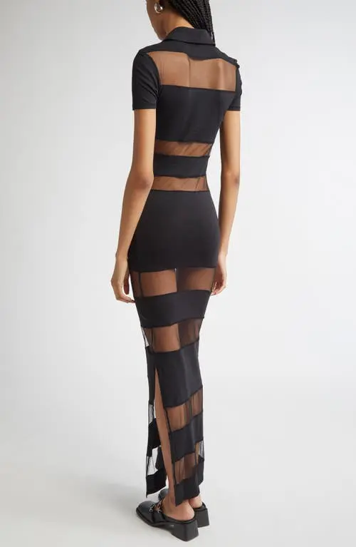 Coperni Stripe Semisheer Polo Dress - Black