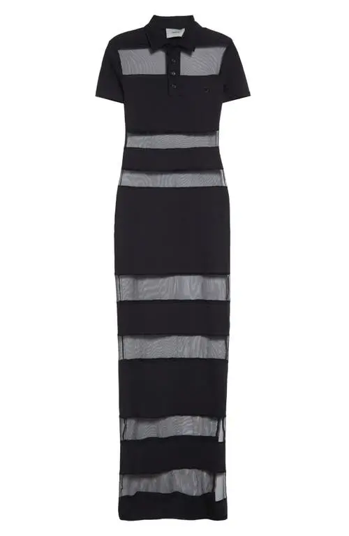 Coperni Stripe Semisheer Polo Dress - Black