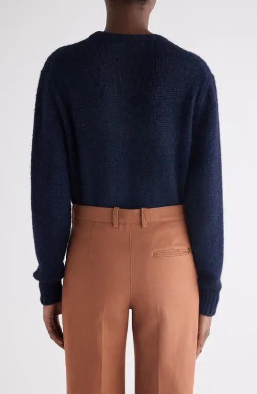 Chloé Raised Logo Alpaca & Silk Sweater - Navy