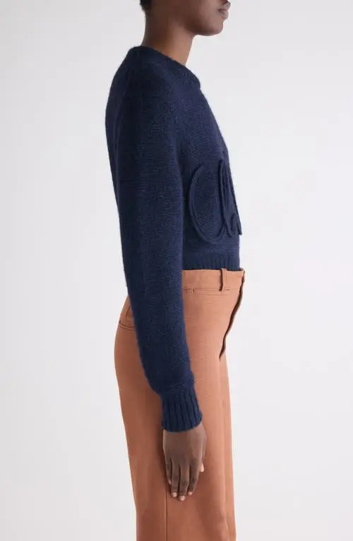 Chloé Raised Logo Alpaca & Silk Sweater - Navy