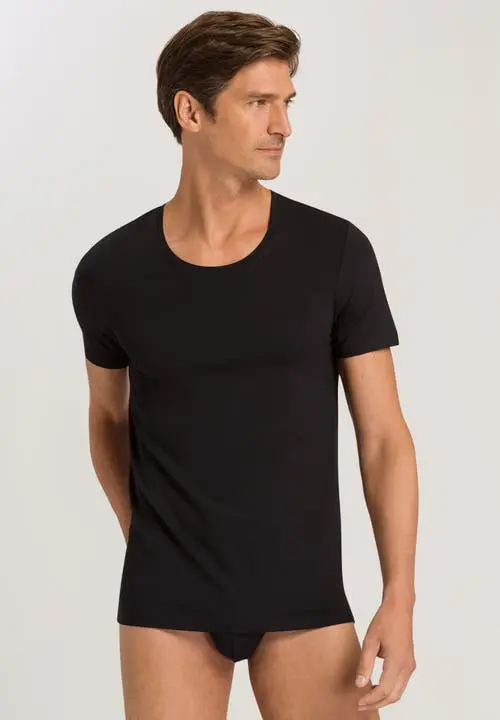 Hanro Cotton Superior Cotton Crew Neck T-shirt - Black