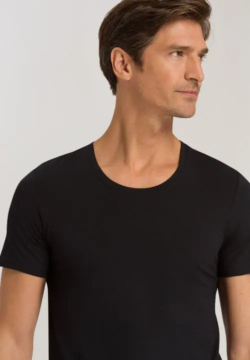 Hanro Cotton Superior Cotton Crew Neck T-shirt - Black